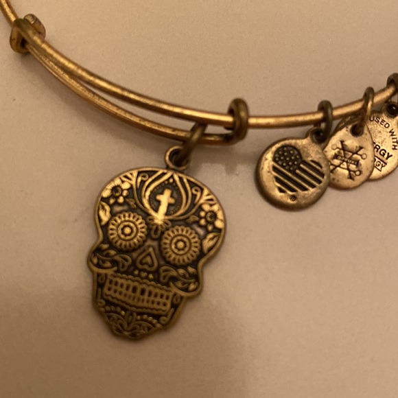 Alex and Ani | Jewelry | Alex And Ani Sugarskull Gold Bangle Bracelet | Poshmark
